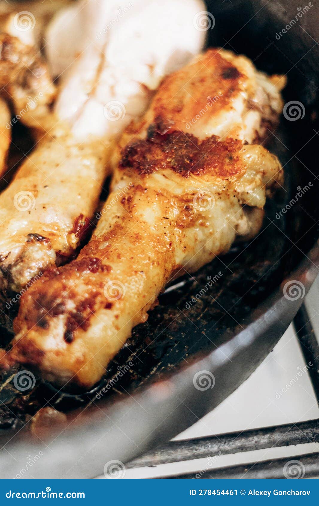 Fried Chicken Legs Lie on a Plate after Cooking Stock Image - Image of ...