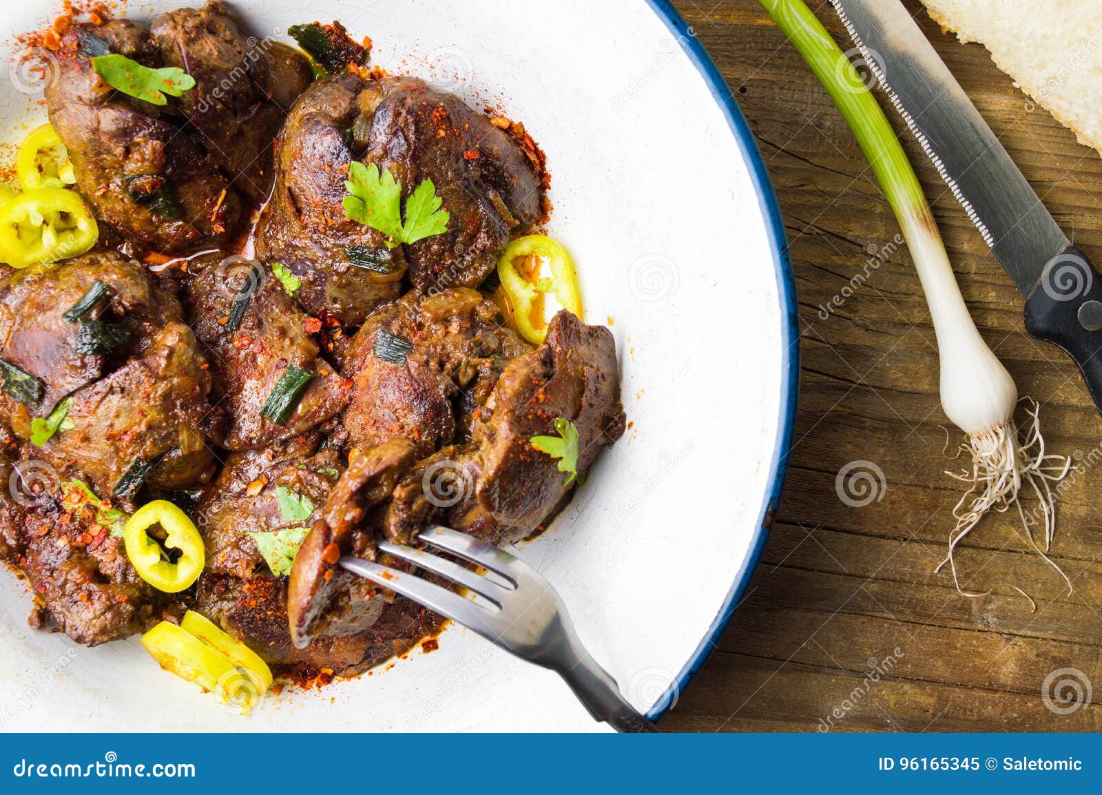 Fried Chicken Liver with Pepper Stock Image - Image of european ...