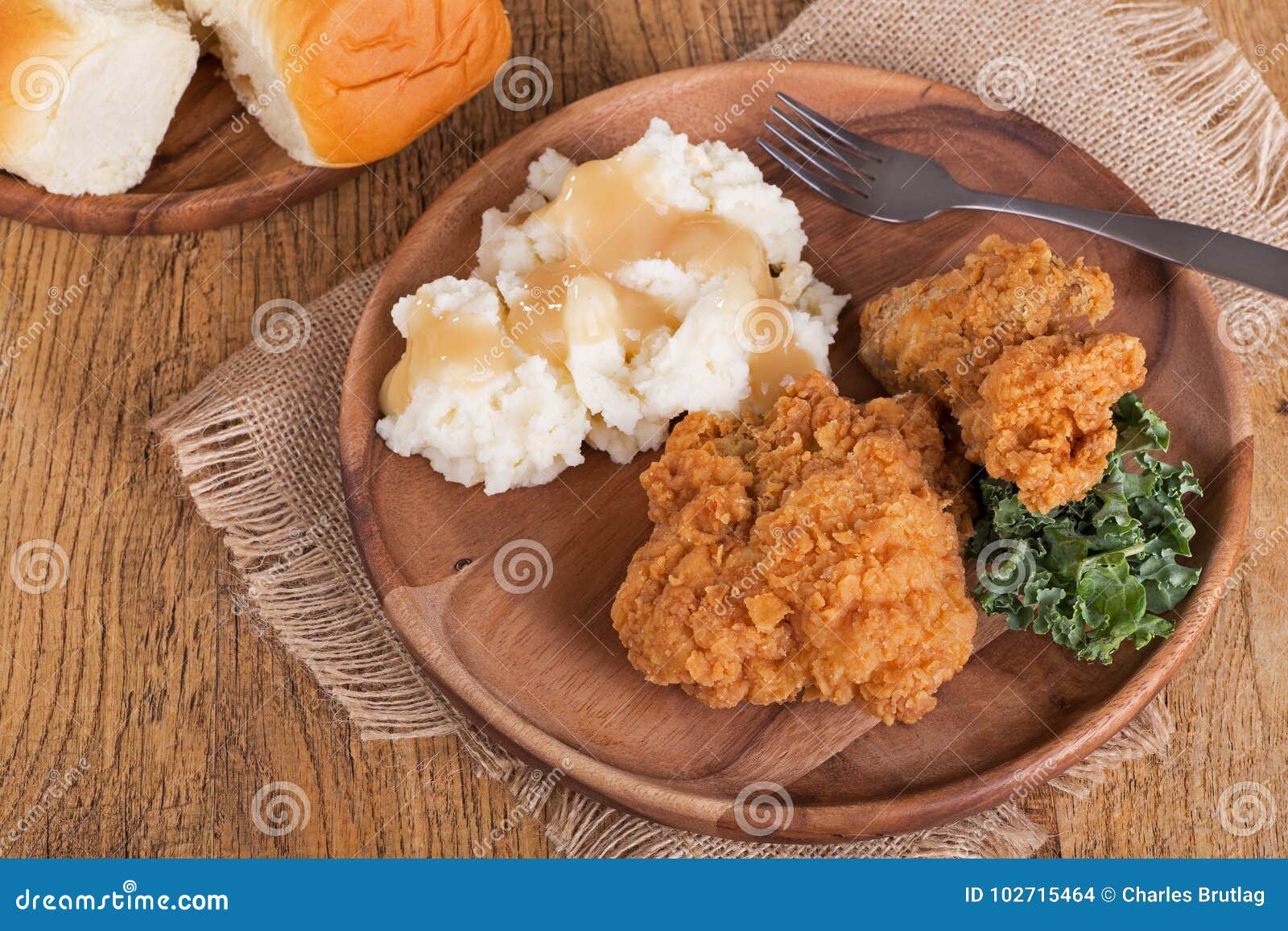 Fried Chicken and Mashed Potato Dinner Stock Photo - Image of meal ...