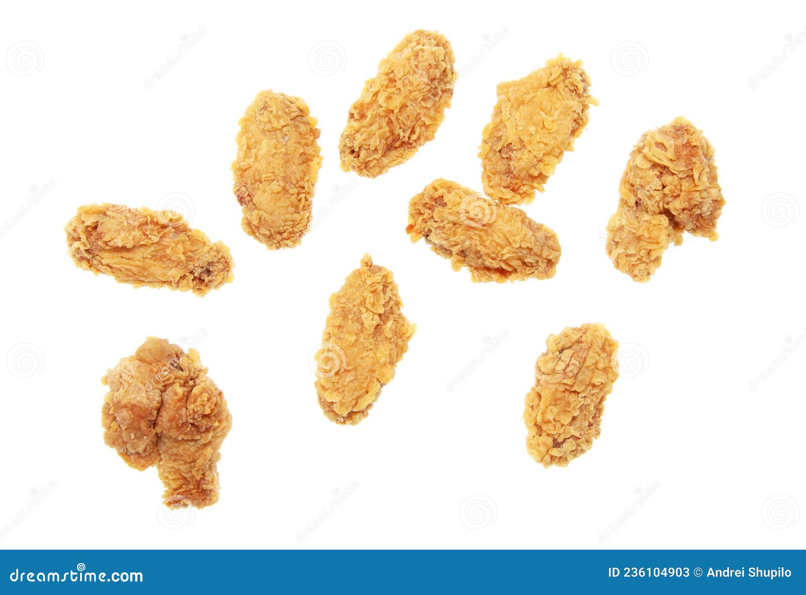 Fried Chicken Meat in Batter Isolated on a White Stock Image - Image of ...