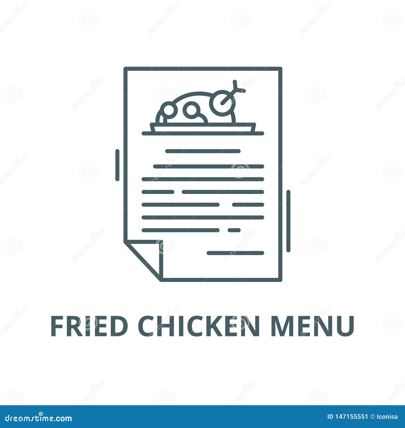 Fried Chicken Menu Vector Line Icon, Linear Concept, Outline Sign ...