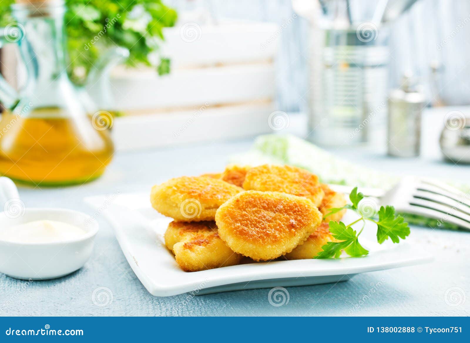 Nuggets stock photo. Image of chicken, basil, filet - 138002888