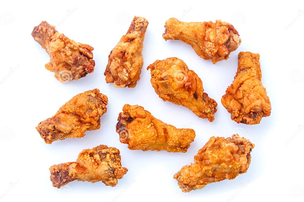 Fried Chicken Pattern Isolated on White Background. Stock Image - Image ...