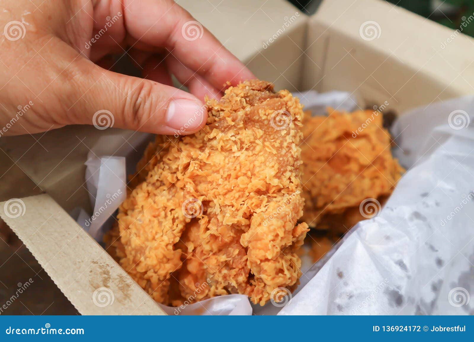 Fried Chicken, Picking Fried Chicken Stock Photo - Image of deep ...