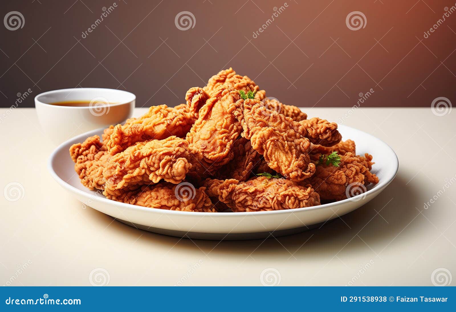 "Fried Chicken Piece on White Plate with a White Background GENERATIVE ...