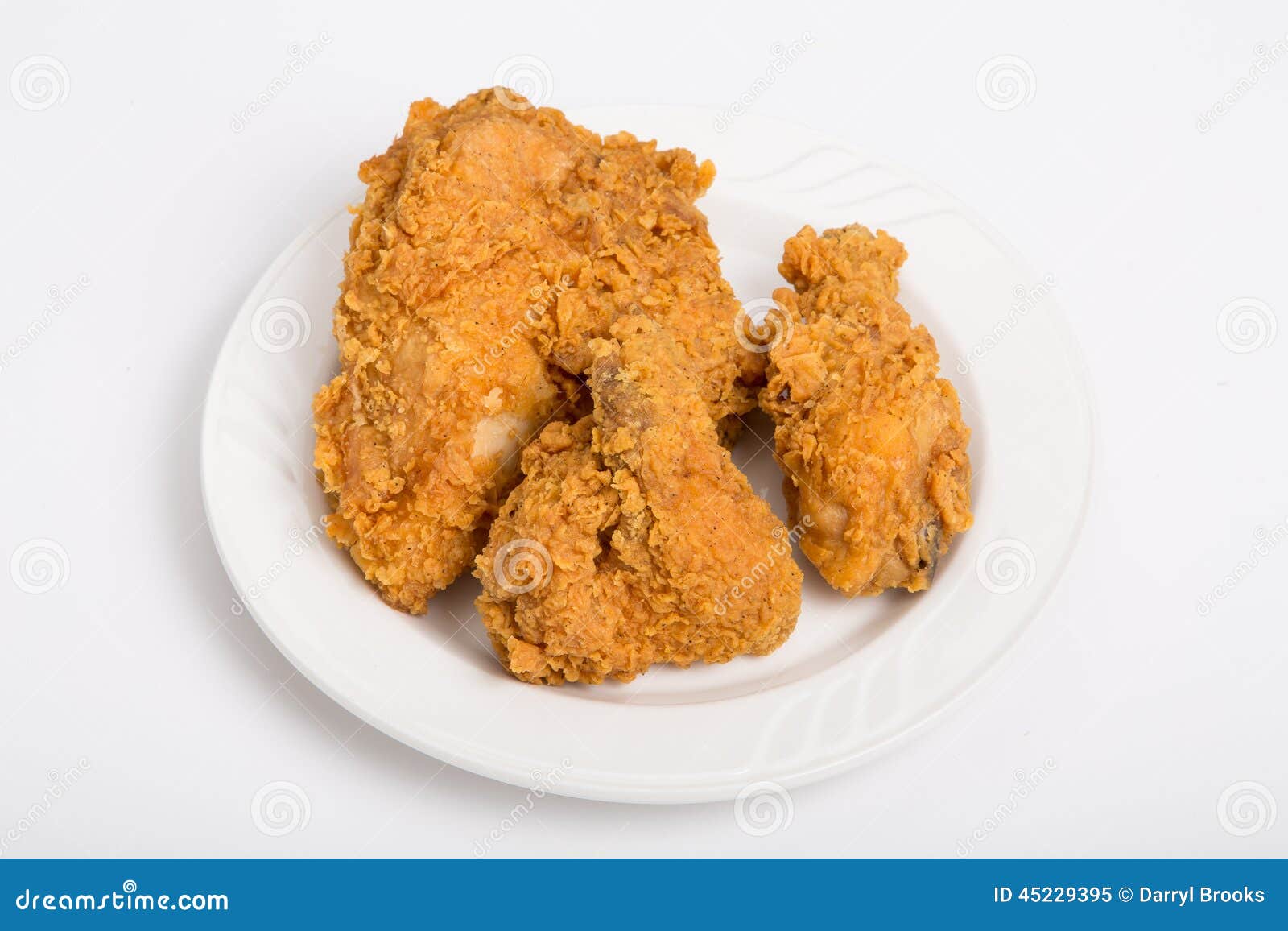 Fried Chicken Pieces on Small White Plate Stock Image - Image of ...