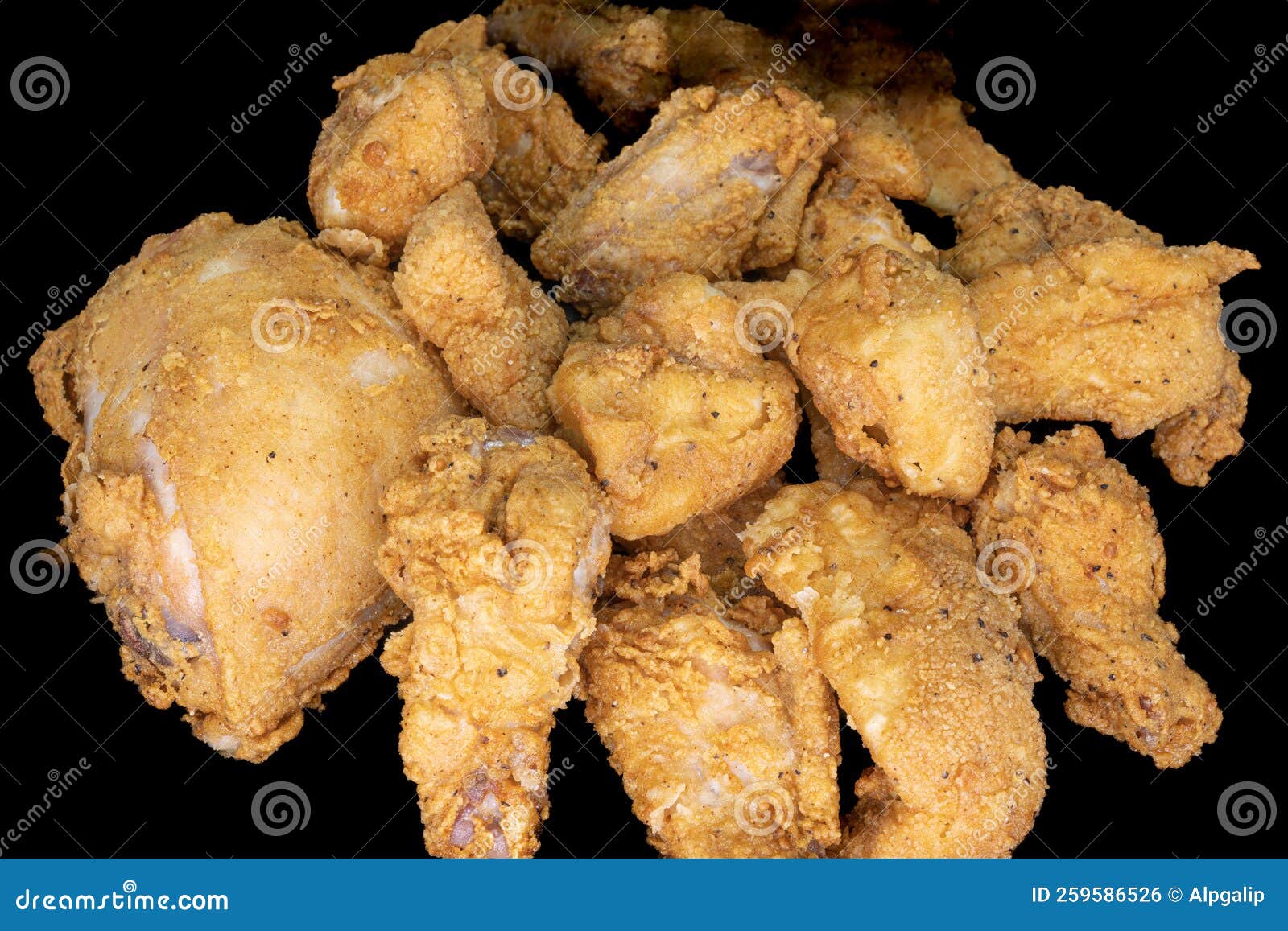 Fried Chicken Pieces, Tenders, Strips and Wings Stock Photo - Image of ...
