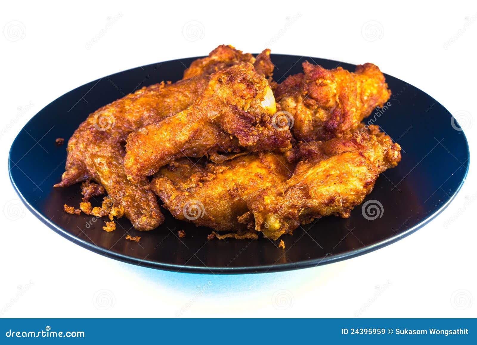 Fried chicken on plate stock image. Image of plate, chicken - 24395959