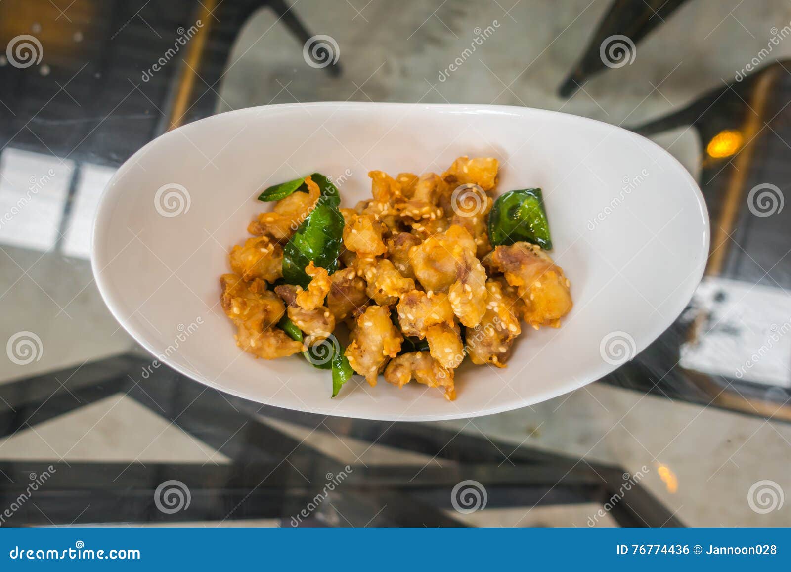 .Fried chicken on plate . stock photo. Image of cooked - 76774436