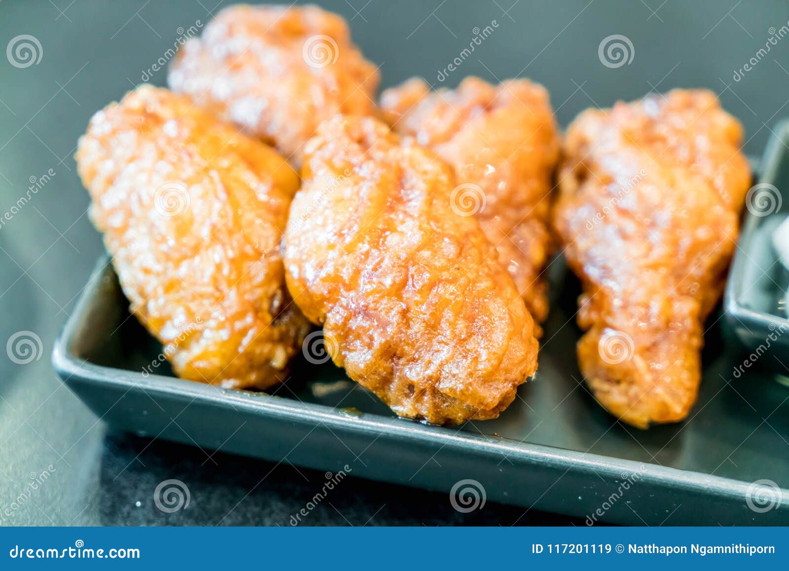 Fried chicken on plate stock image. Image of sauce, gourmet - 117201119