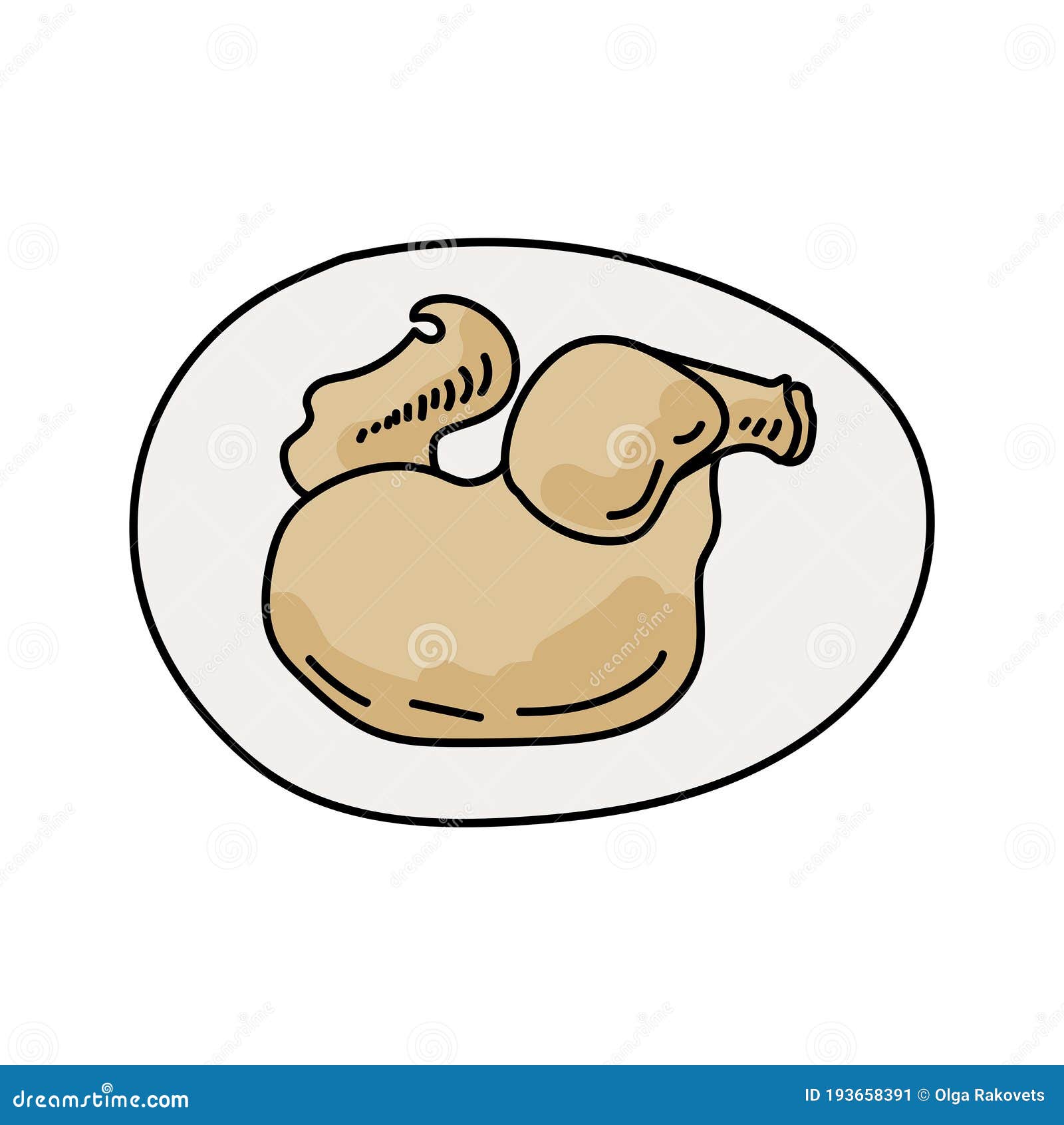 Fried Chicken on a Plate, Hot Meat Dish, Illustration for Menu ...