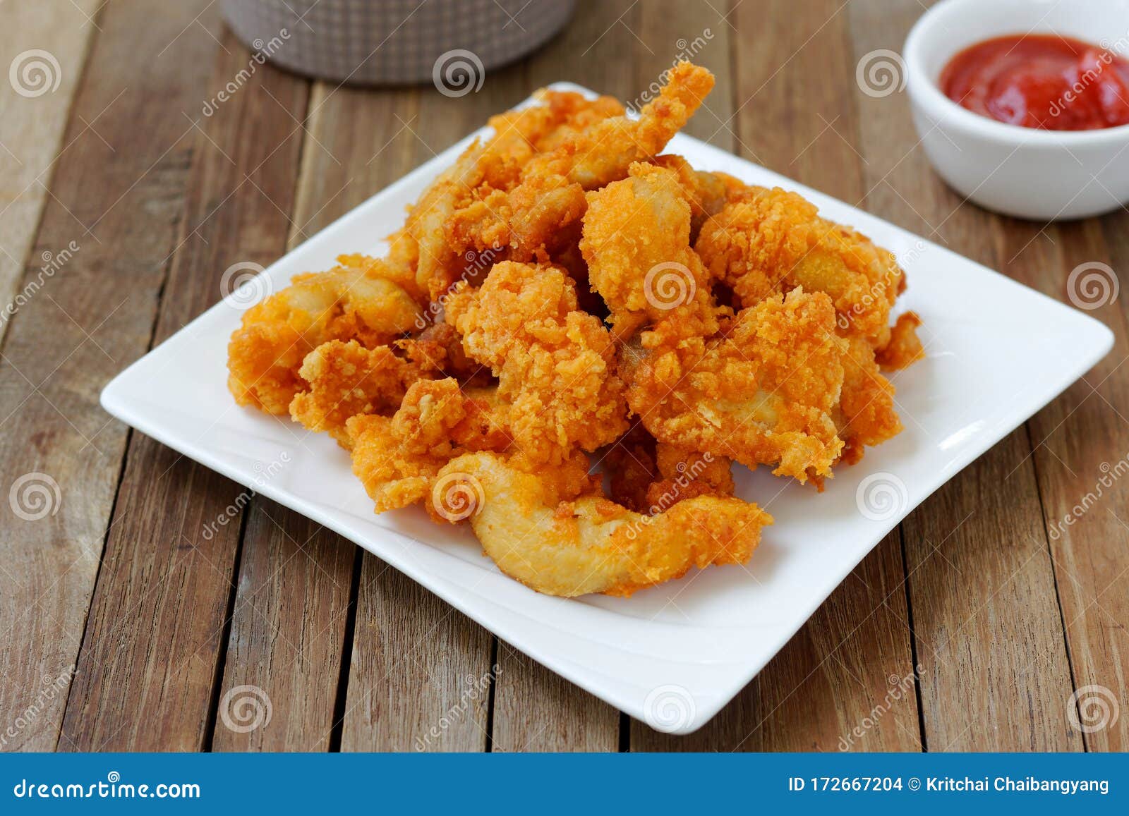 Fried Chicken Pop on White Plate Stock Photo - Image of white, snack ...