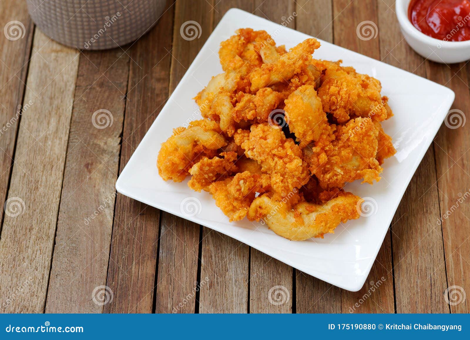 Fried Chicken Pop on White Plate Stock Photo - Image of teenager ...