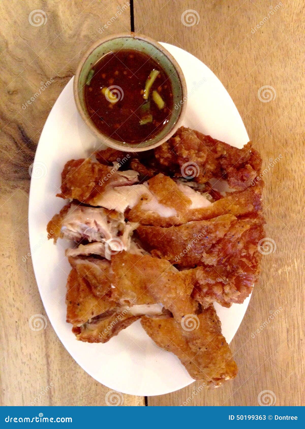 Fried Chicken with Red Spicy Sauce Stock Image - Image of slice, sauce ...