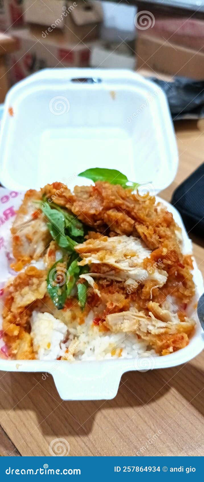 Fried chicken rice stock photo. Image of meat, chicken - 257864934