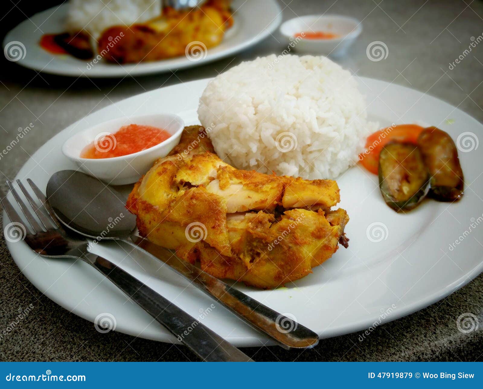 Fried chicken rice stock image. Image of chicken, sauce - 47919879