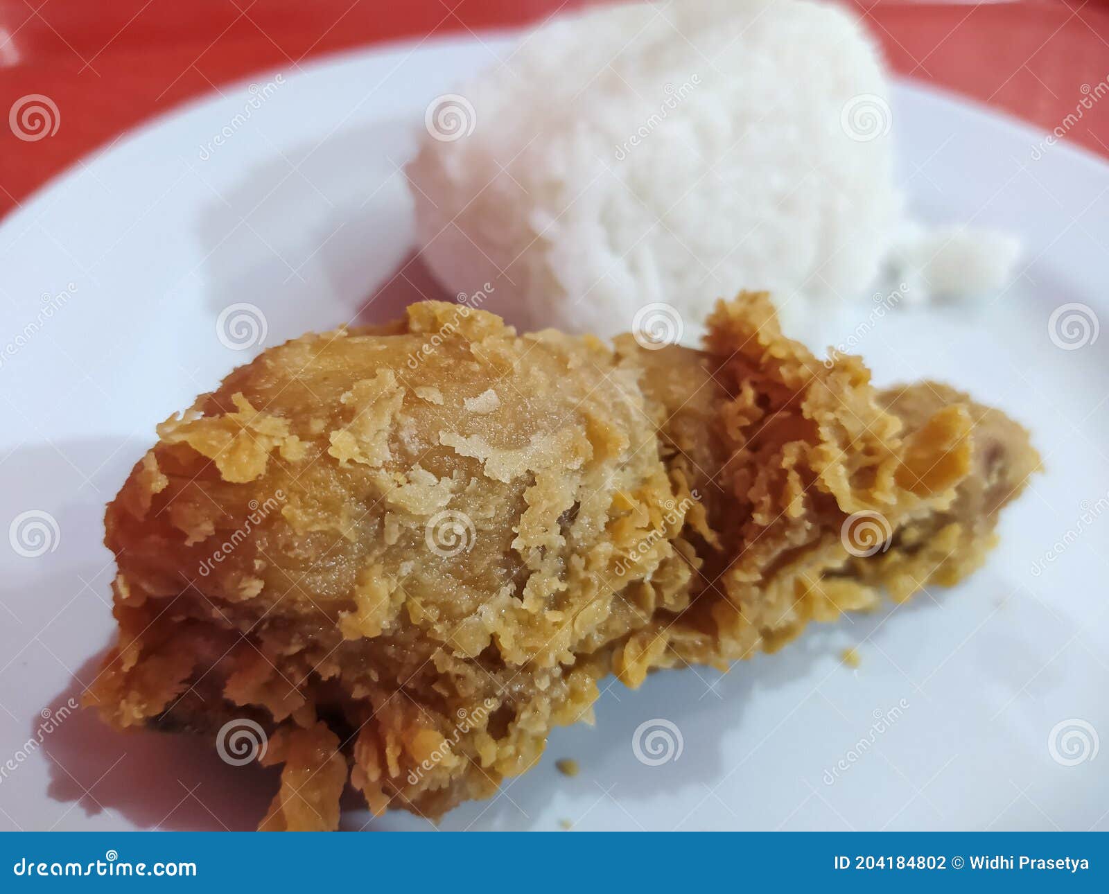Fried chicken with rice stock photo. Image of plant - 204184802