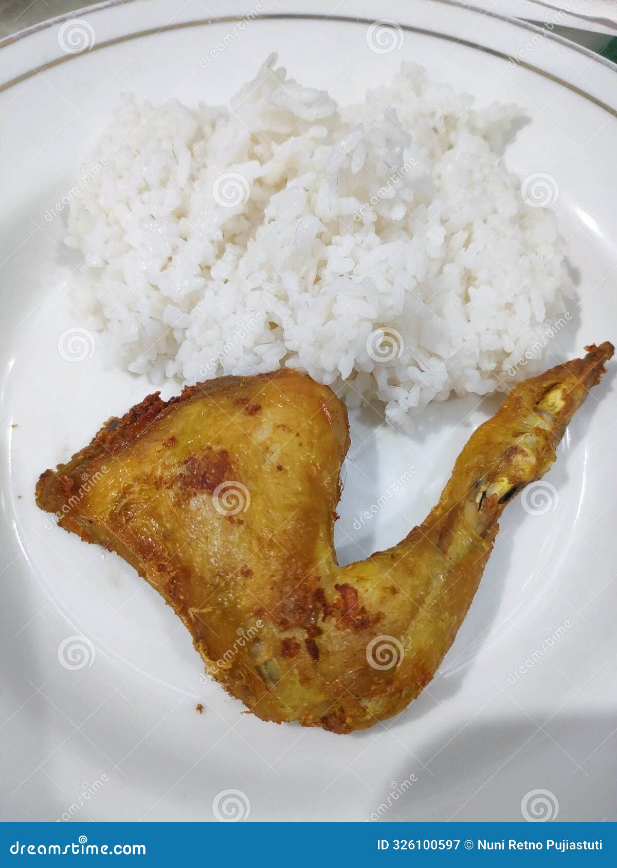Fried chicken with rice stock image. Image of snack - 326100597
