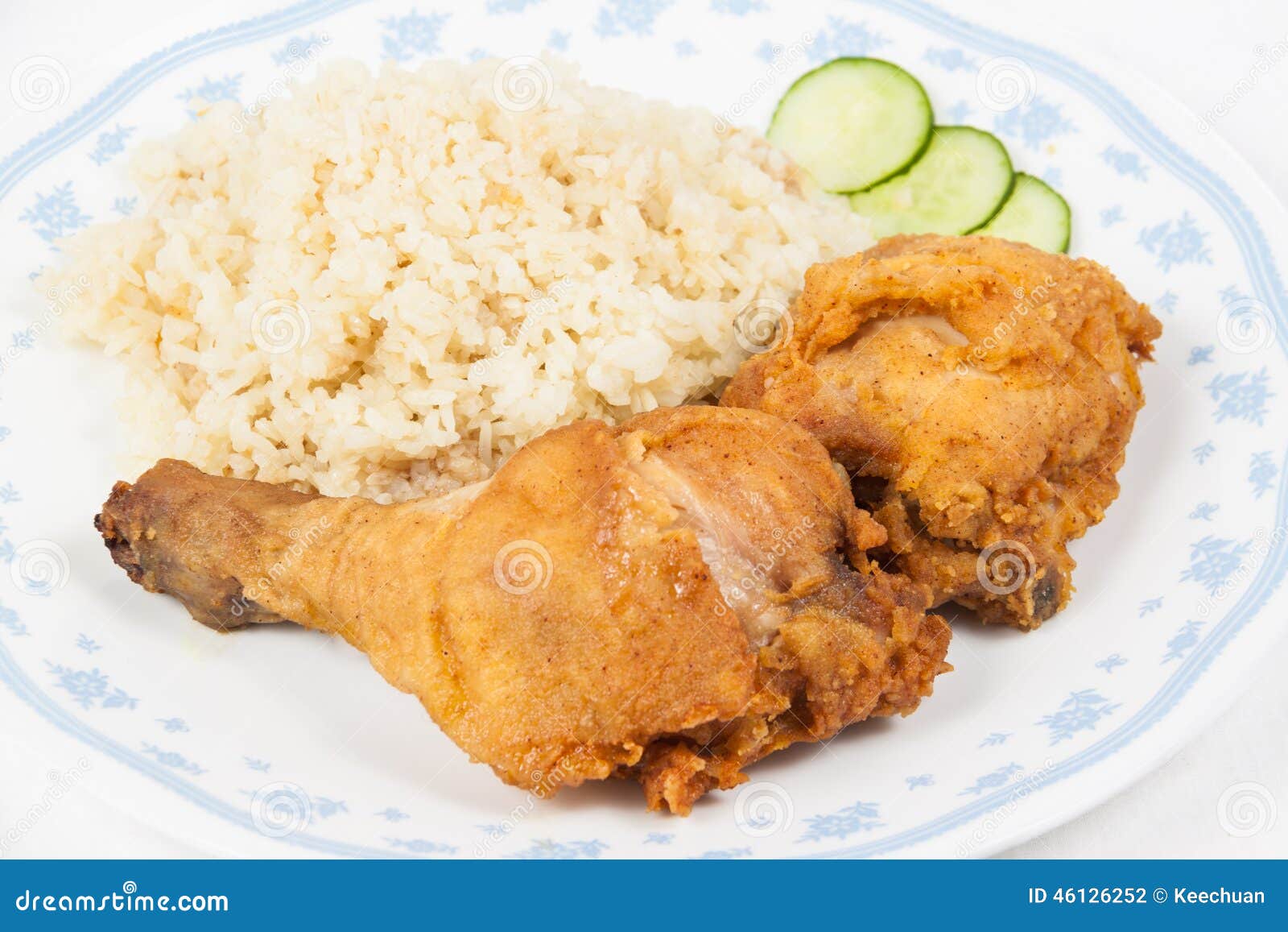 Fried chicken rice set stock photo. Image of plate, white - 46126252