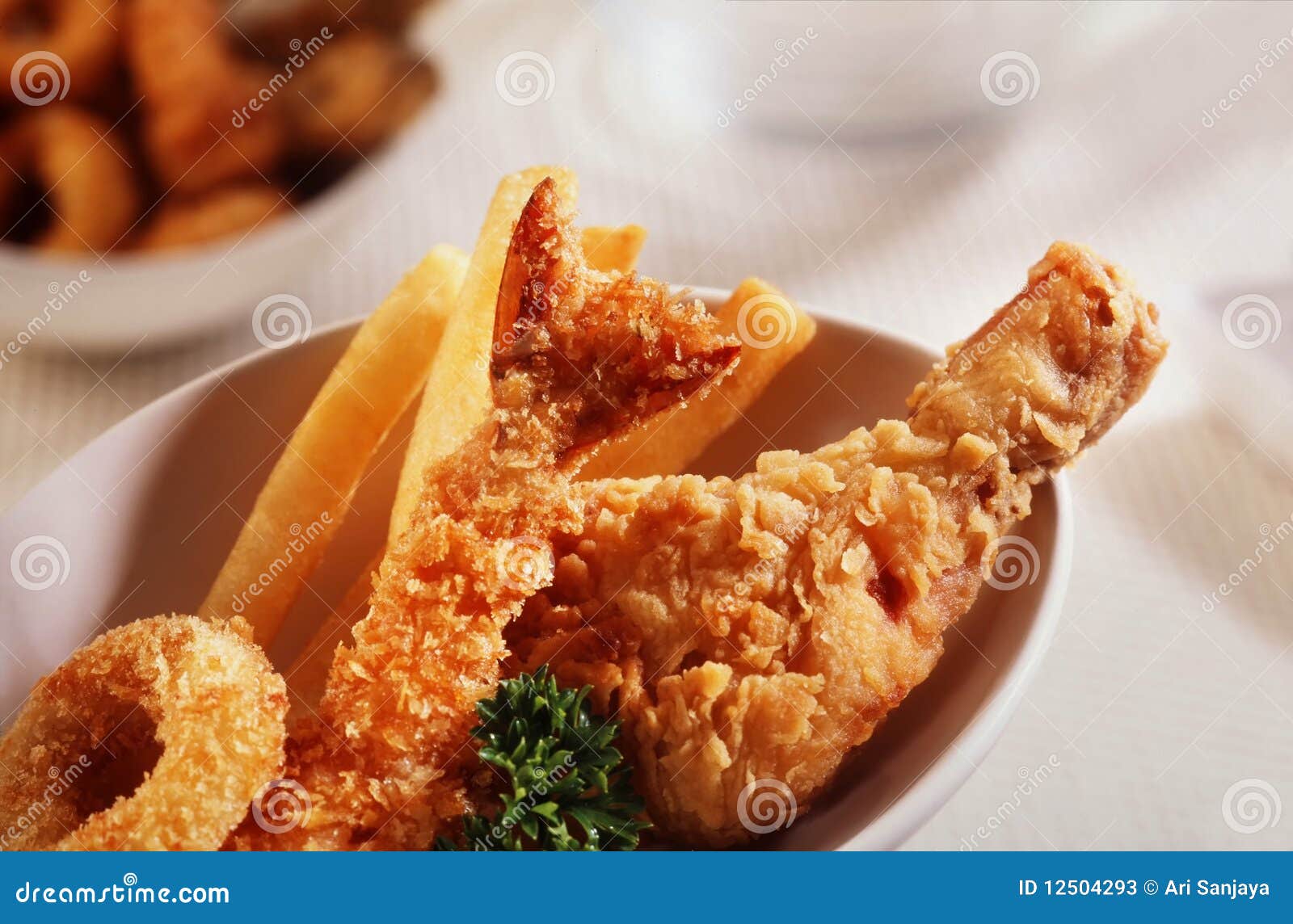 Fried chicken and shrimp stock image. Image of fried - 12504293