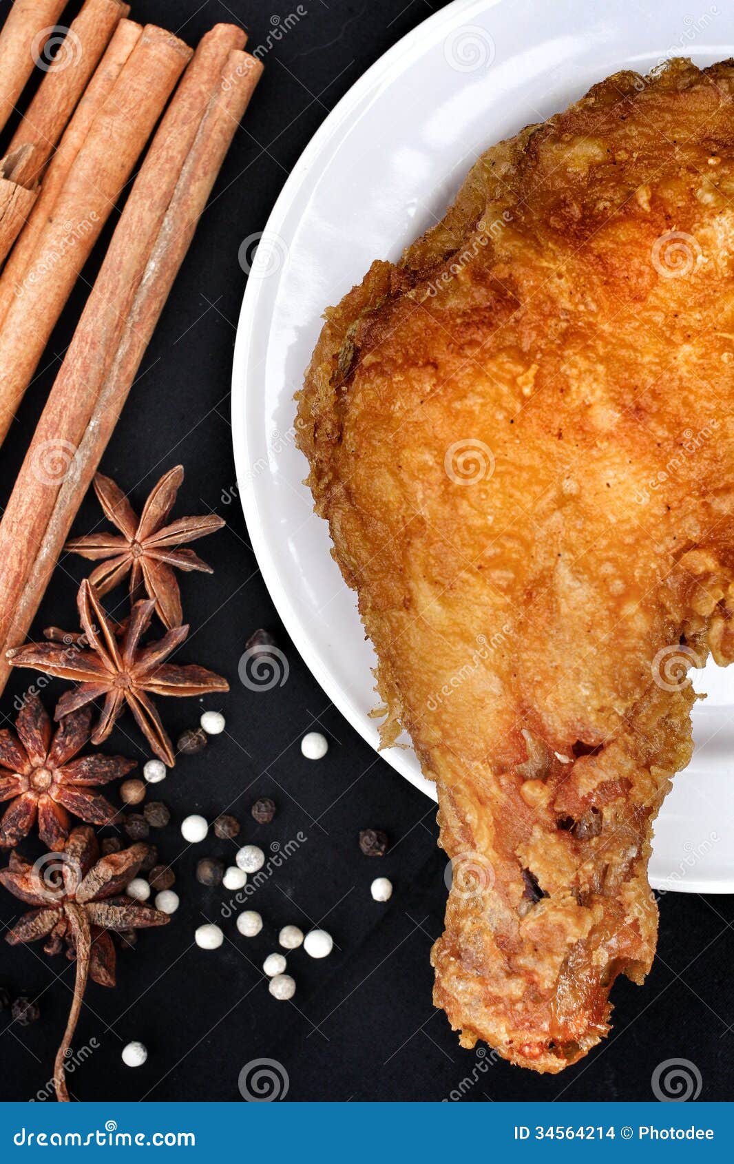 Fried chicken and spices. stock photo. Image of grilled - 34564214