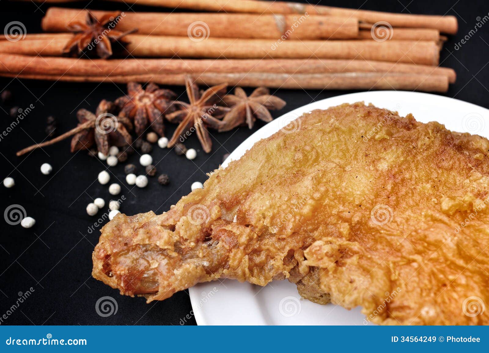 Fried chicken and spices. stock image. Image of brown - 34564249