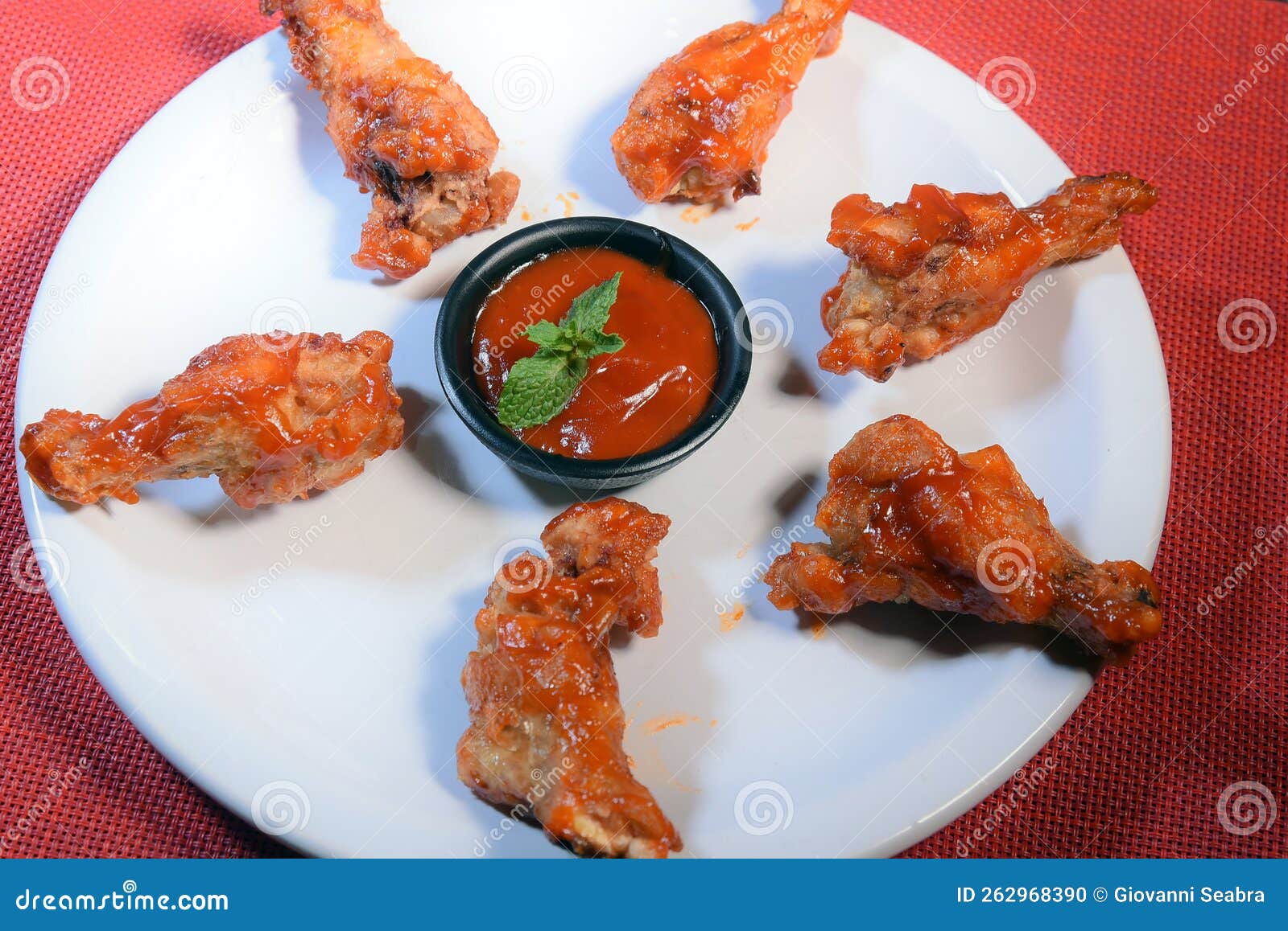 Fried Chicken with Spicy Red Sauce Stock Photo - Image of barbecue ...