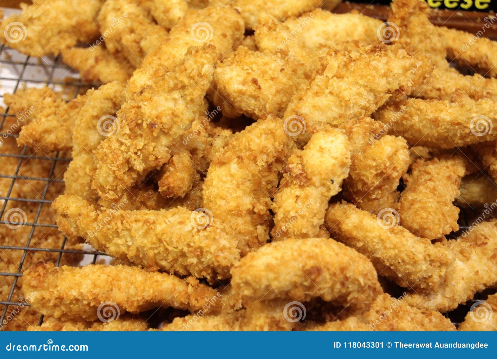 Fried Chicken on a Square Steel Grid. Stock Image - Image of black ...