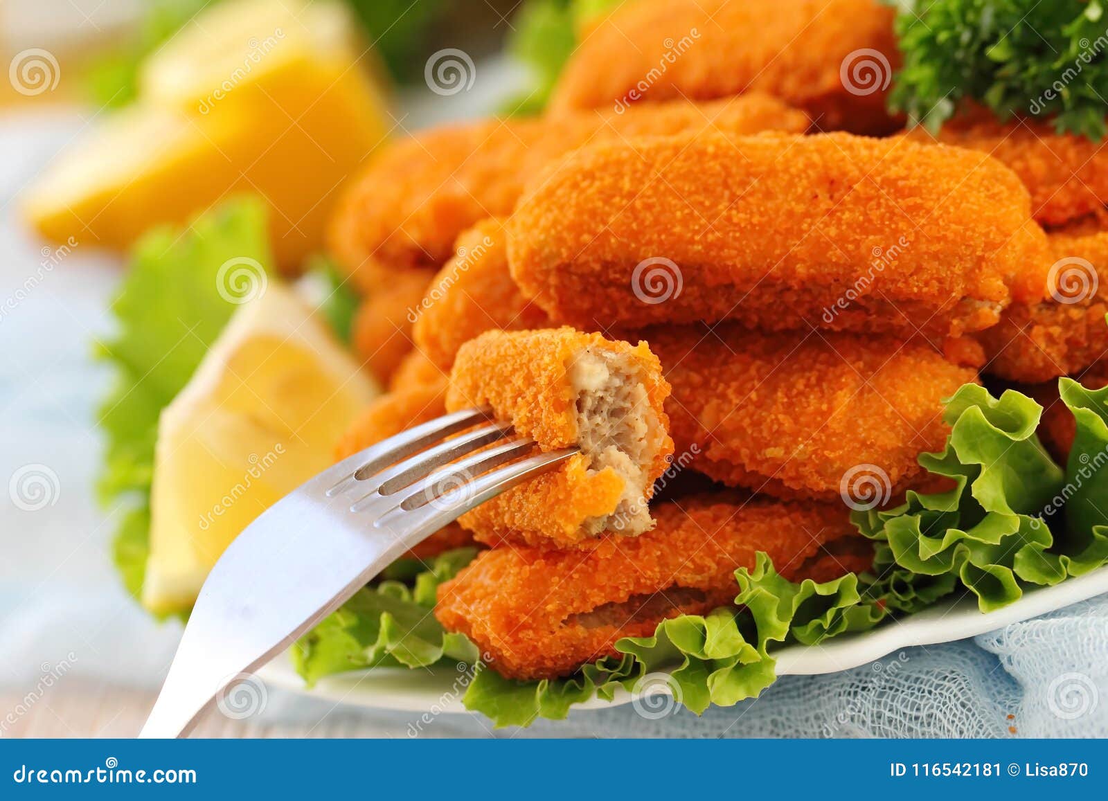 Fried Chicken Sticks Nuggets on Table Stock Image - Image of dinner ...