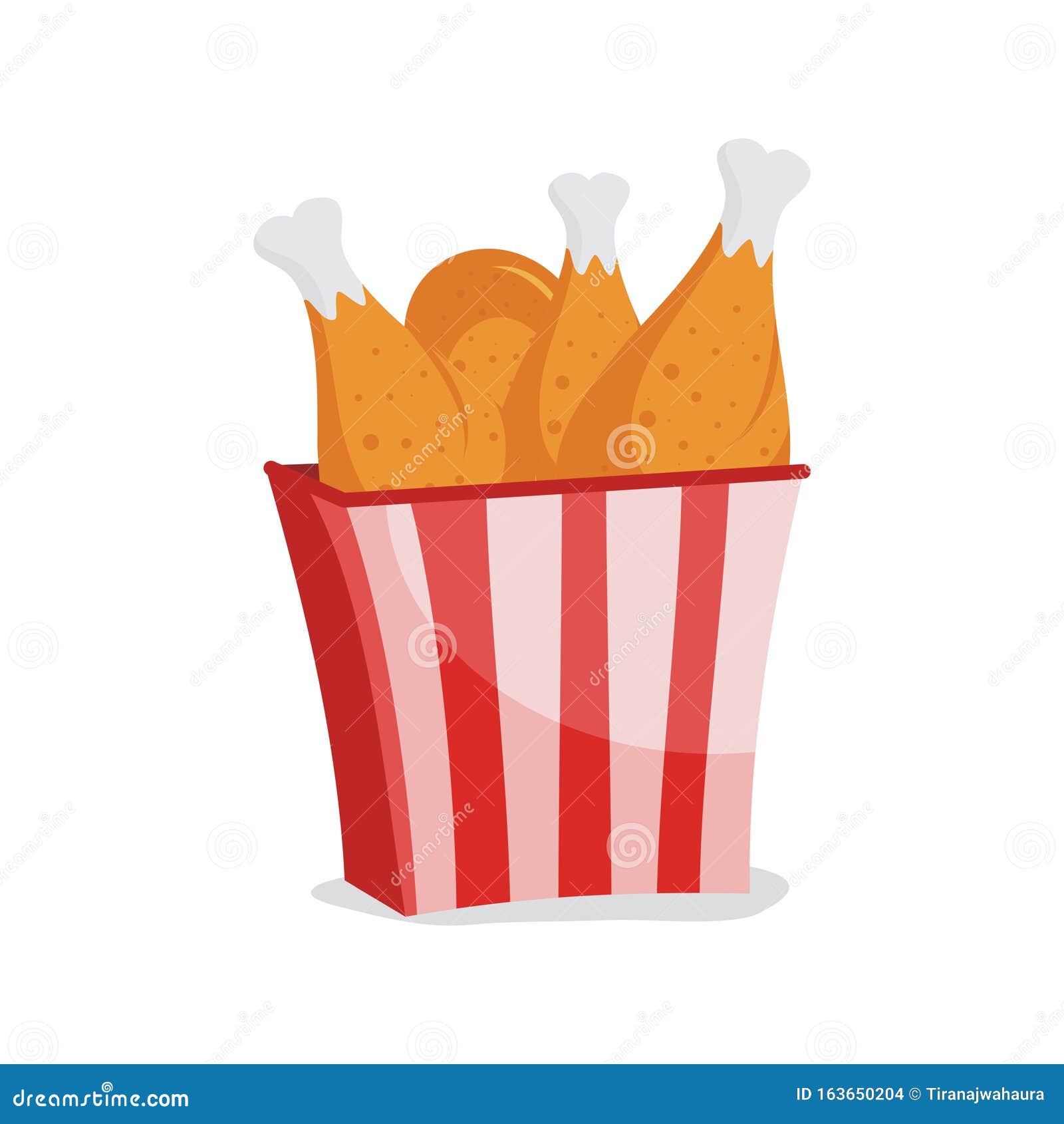 Fried Chicken in Striped Bucket Vector Stock Vector - Illustration of ...