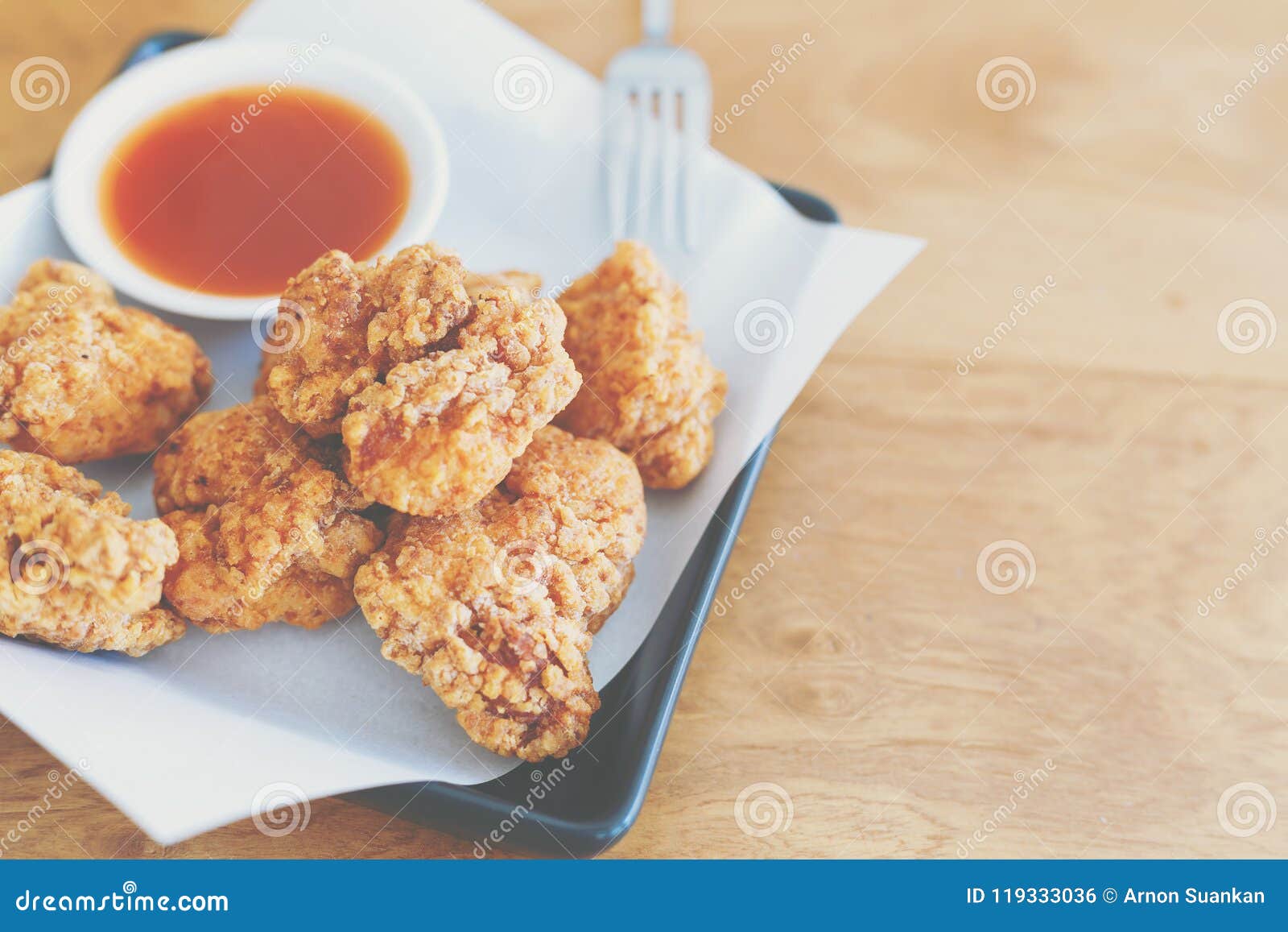 Fried Chicken on the Table. Stock Photo - Image of restaurant, fork ...
