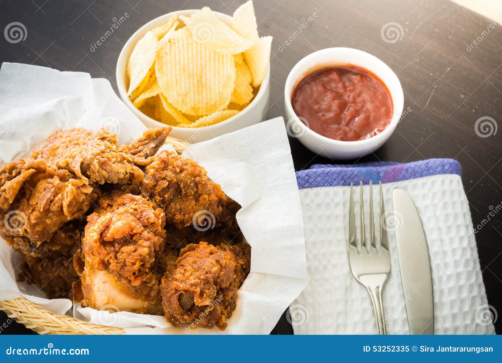 Fried chicken on the table stock image. Image of chicken - 53252335