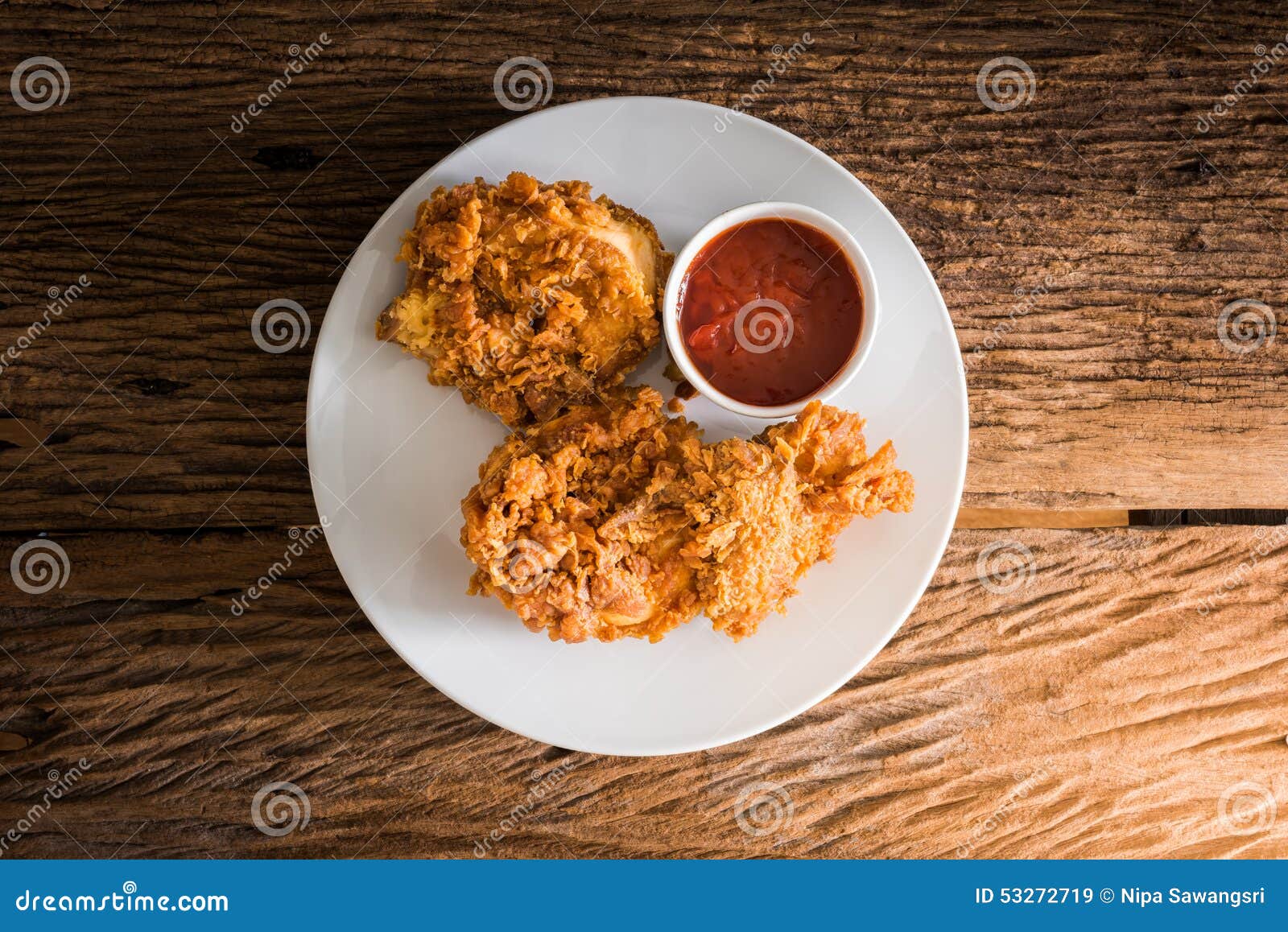 Fried chicken on the table stock image. Image of deep - 53272719