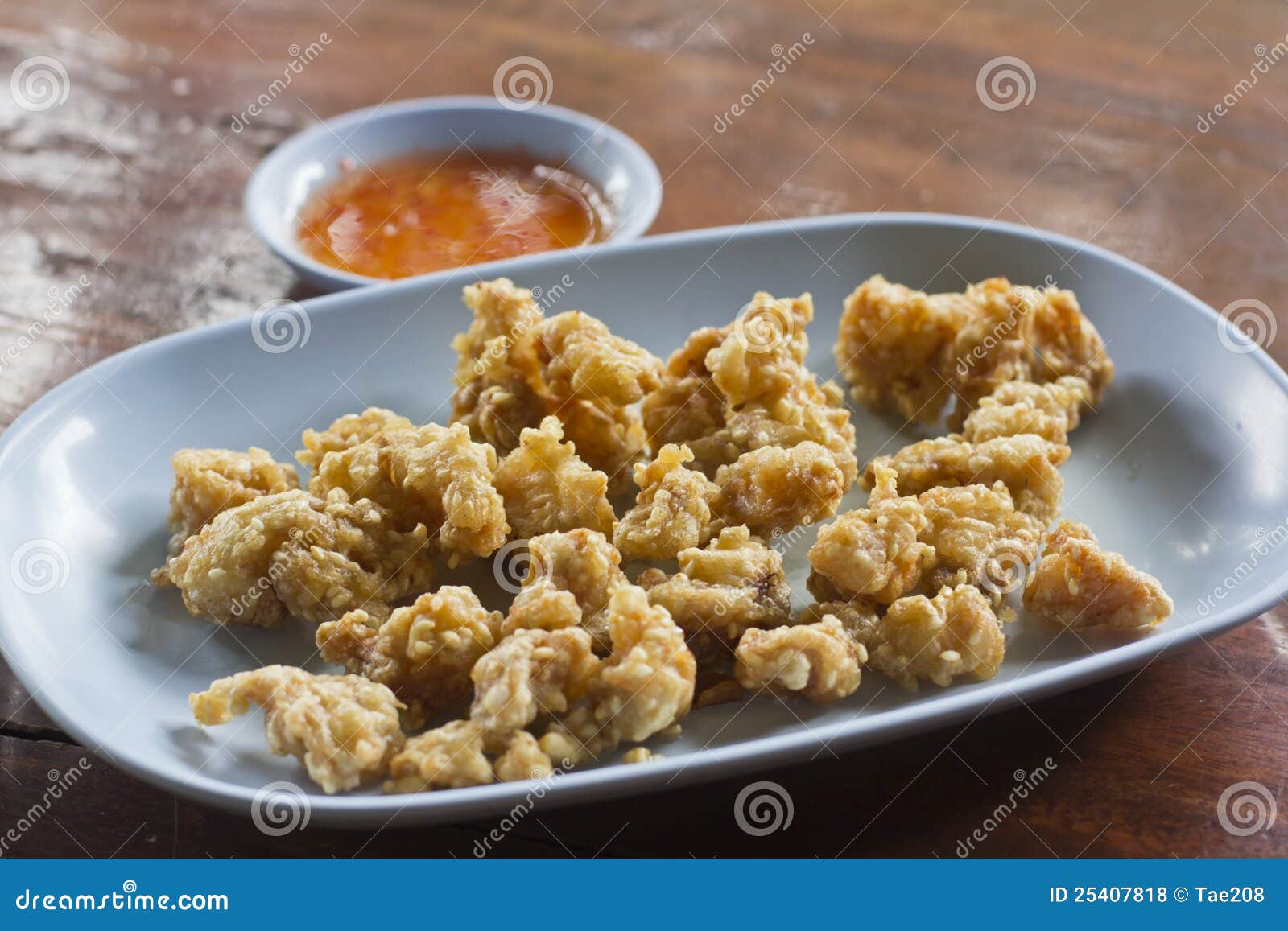 Fried Chicken Tendon with Sweet Chilli Sauce Stock Photo - Image of ...