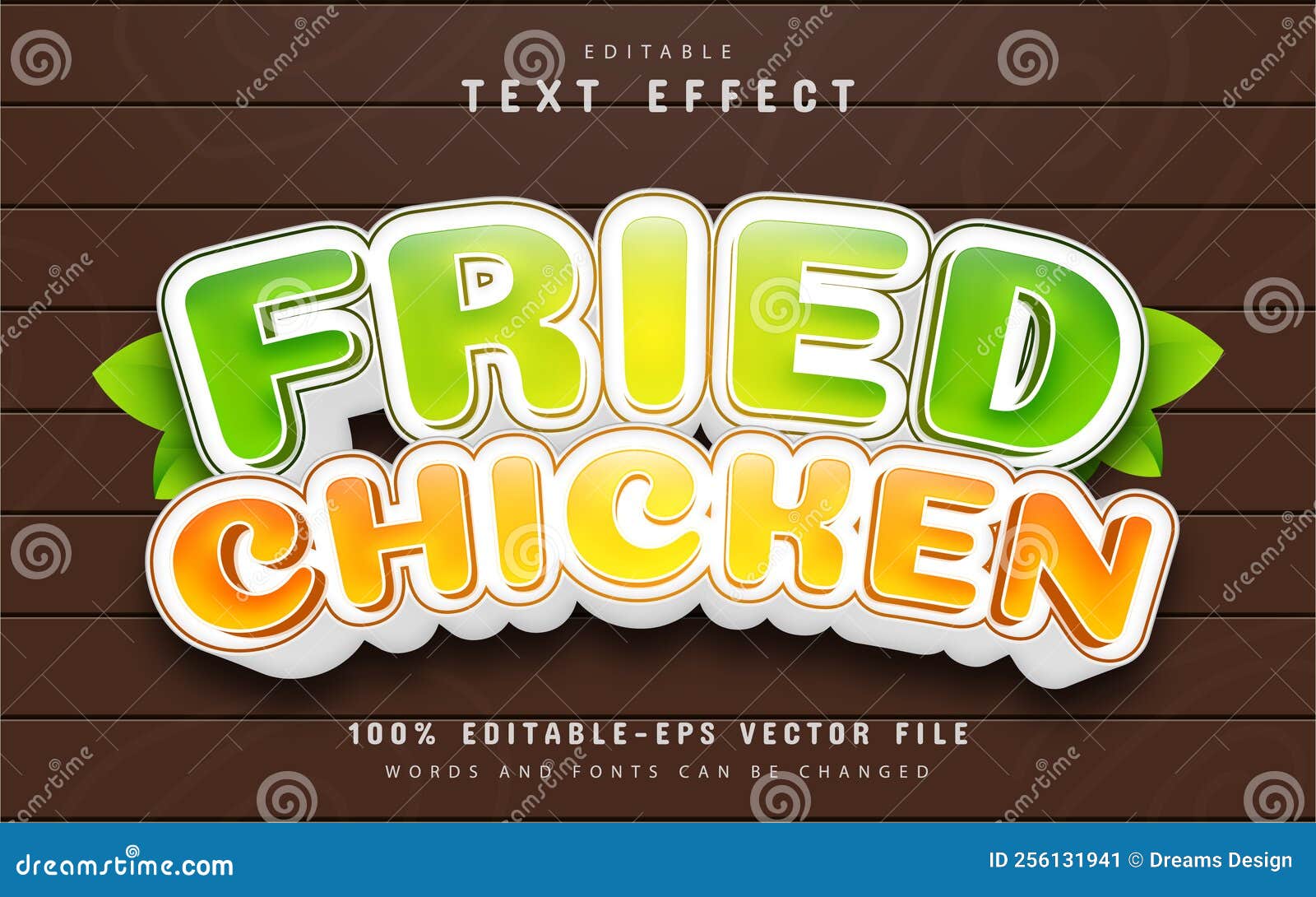 Fried Chicken Text Effect Cartoon Style Stock Vector - Illustration of ...