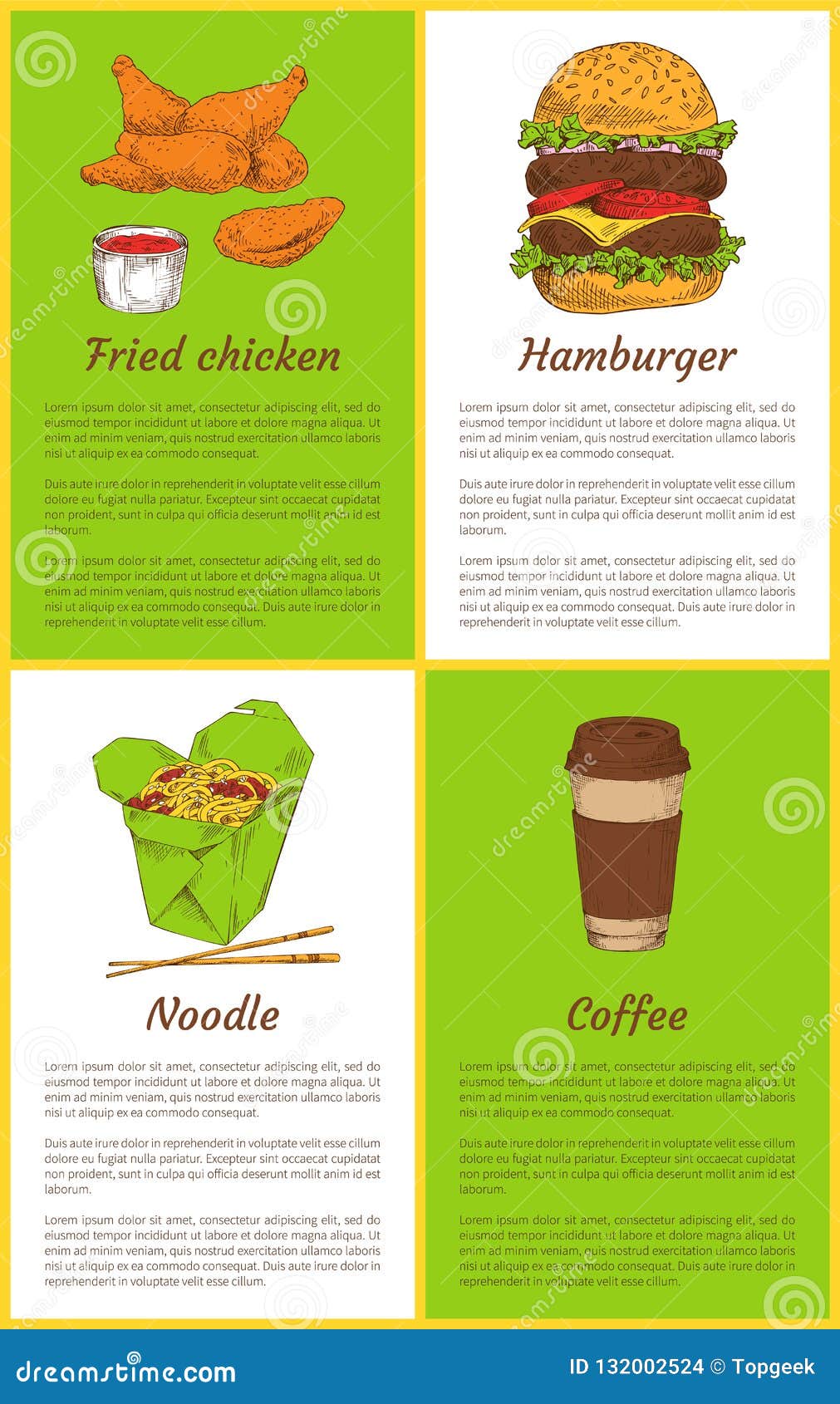 Fried Chicken- Und Hamburger-Vektor-Illustration Vektor Abbildung ...