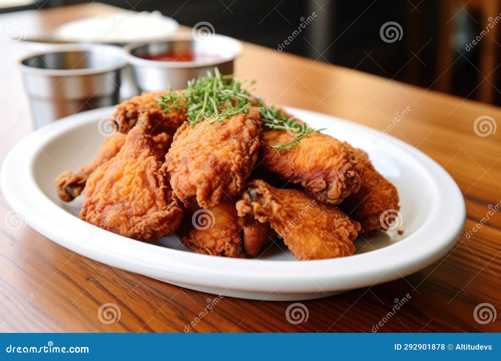 Fried Chicken on a White Ceramic Plate Stock Photo - Image of crispy ...