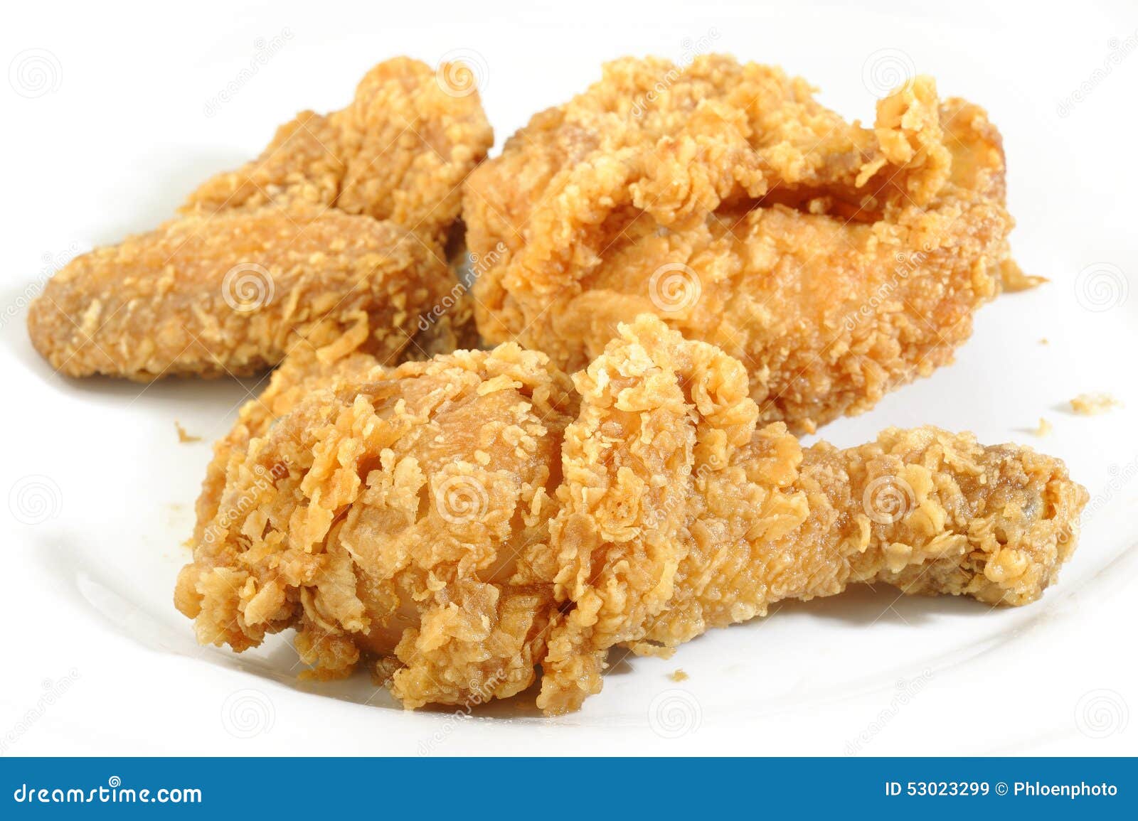 Fried Chicken at on White Plate Stock Image - Image of delicious ...