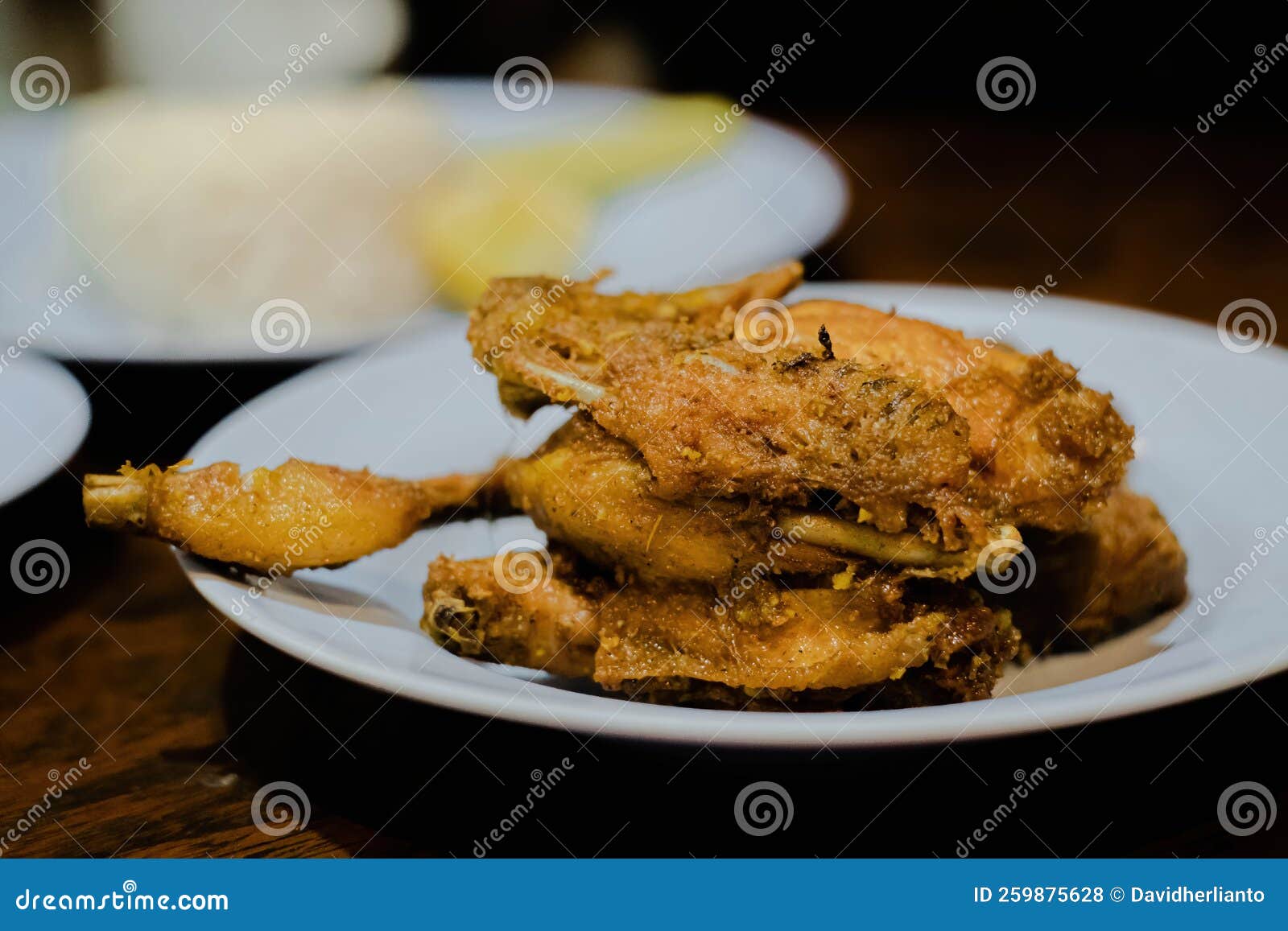 A Plate of Typical Javanese Fried Chicken Stock Photo - Image of asia ...