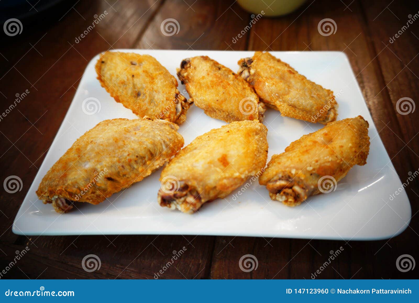 Fried chicken wing. stock photo. Image of appetizing - 147123960
