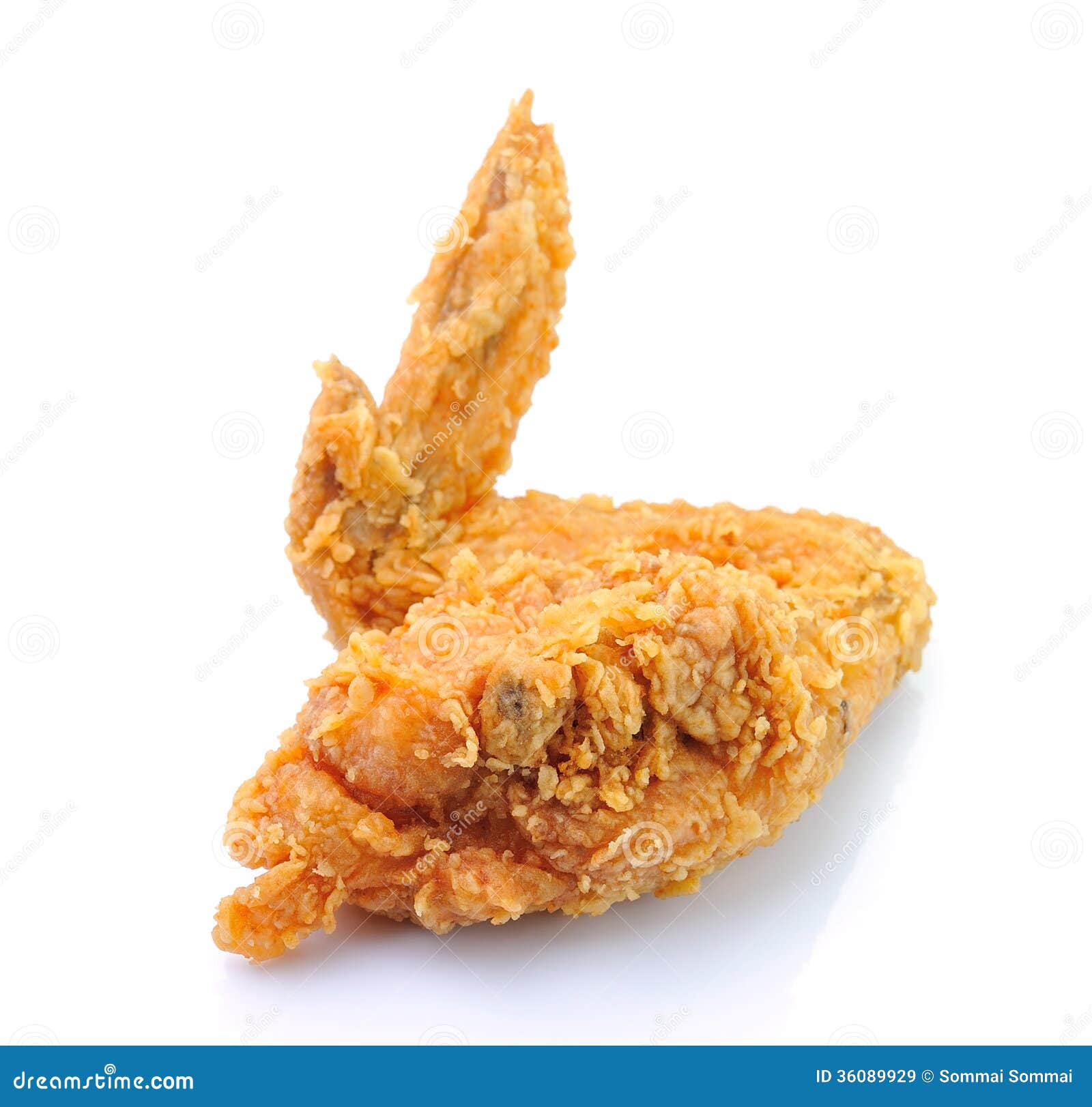 Fried Chicken Wing on White Background Stock Image - Image of stick ...
