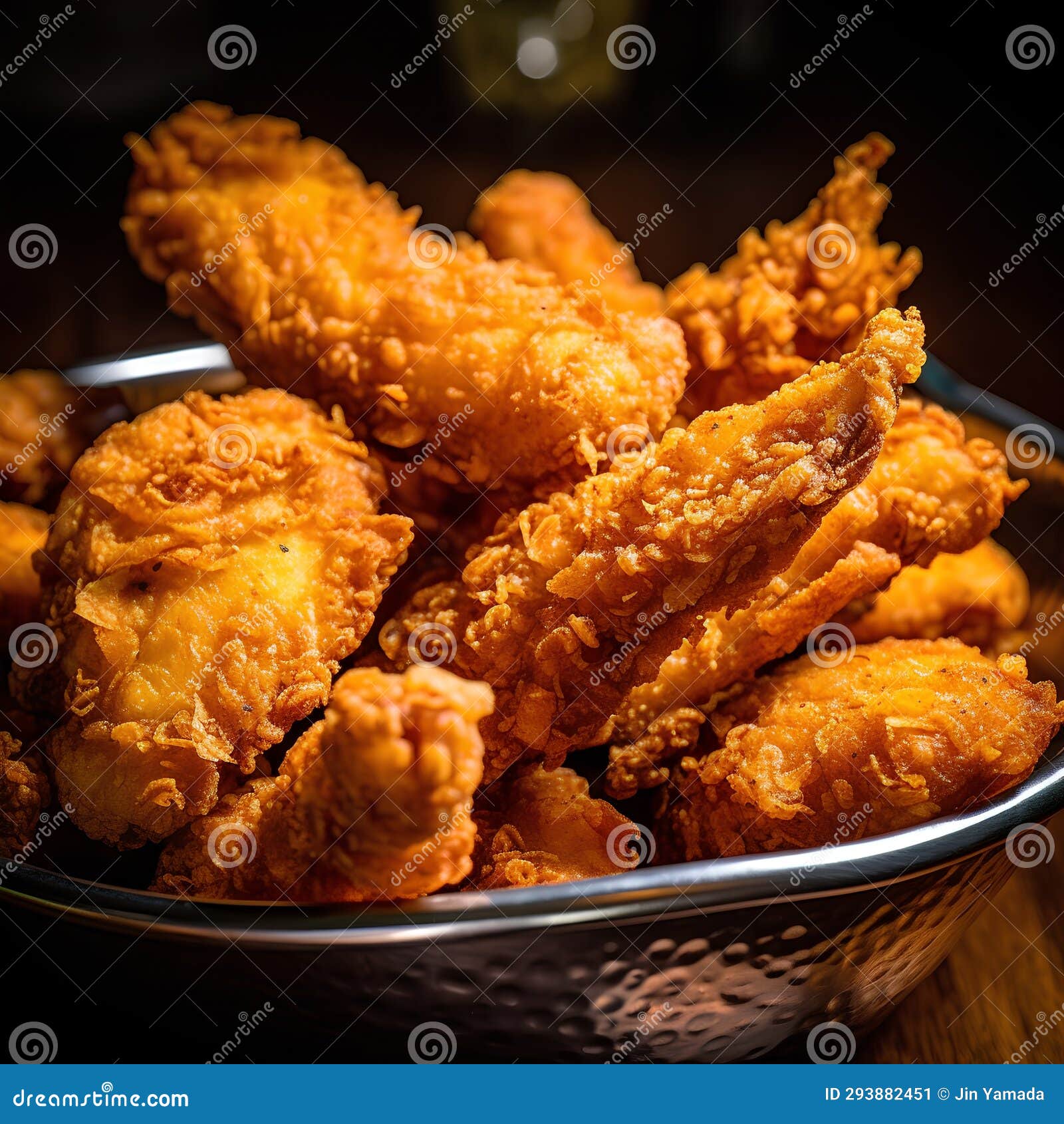 Fried Chicken Wings in a Bowl on Wooden Background. Selective Focus ...