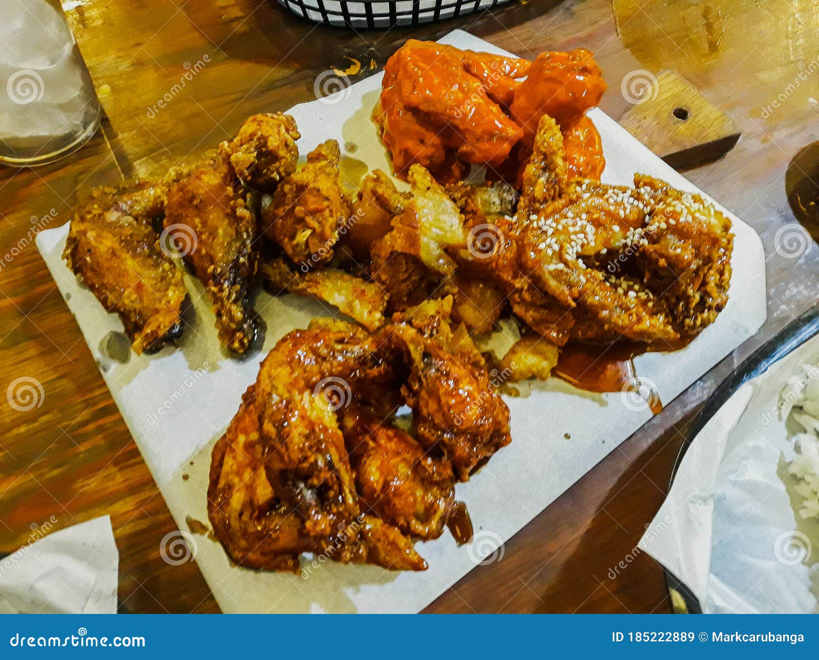 Fried Chicken Wings in Different Flavors Stock Image - Image of ...