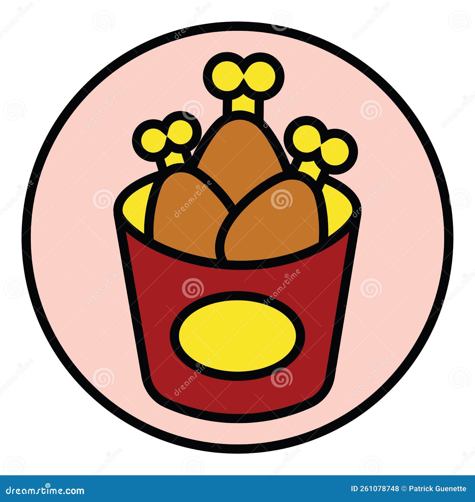 Fried chicken wings, icon stock vector. Illustration of icon - 261078748
