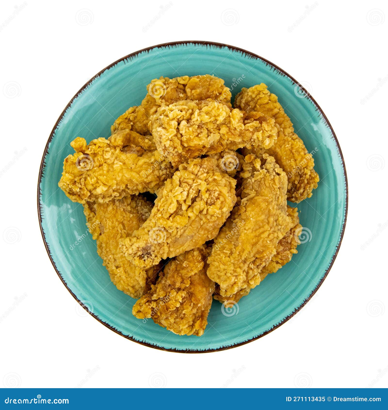 Fried Chicken Wings on a Plate, Isolated on White, Top View Stock Image ...