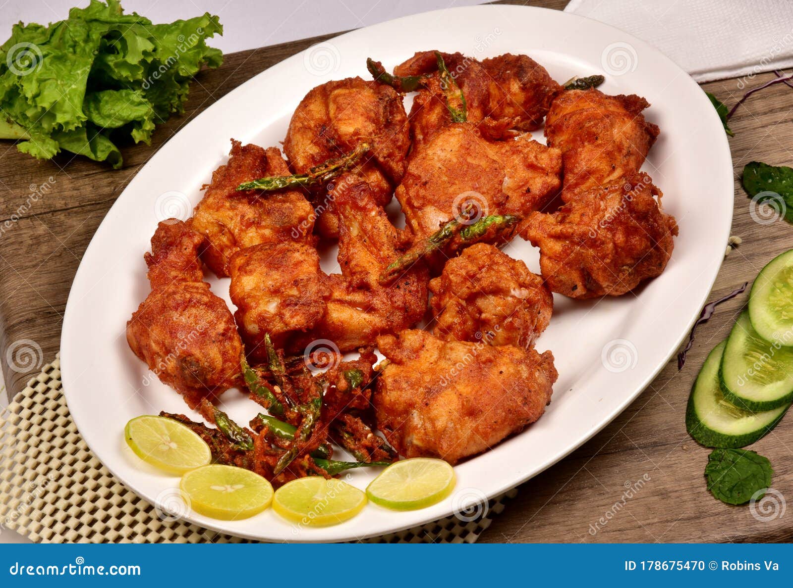 Fried Chicken Wings, Chicken and Try Masala Stock Photo - Image of ...