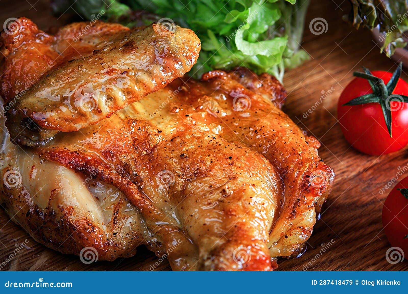 Fried Chicken on a Wooden Board. Close Up Stock Image - Image of dinner ...