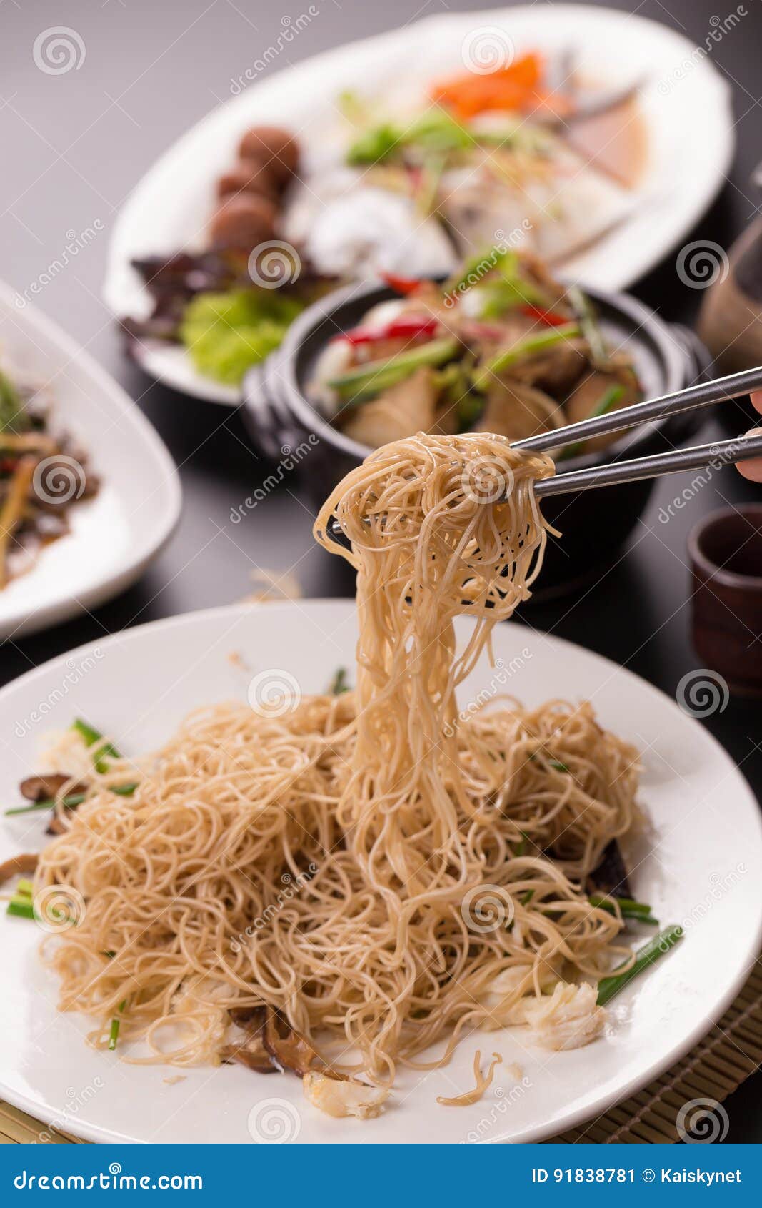 Fried Chinese Round Noodle with Crab , Thai Style Stock Image - Image ...