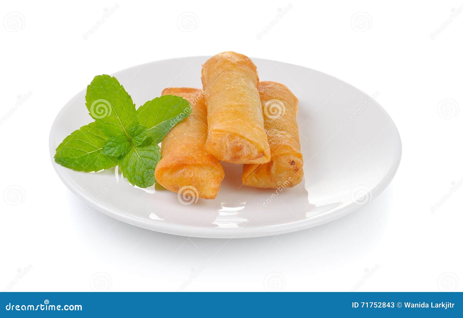 Fried Chinese Spring Roll on White Plate for Appetizer Stock Image ...