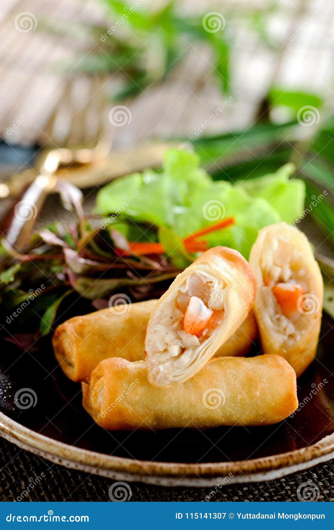 Spring rolls stock image. Image of traditional, shrimp - 115141307